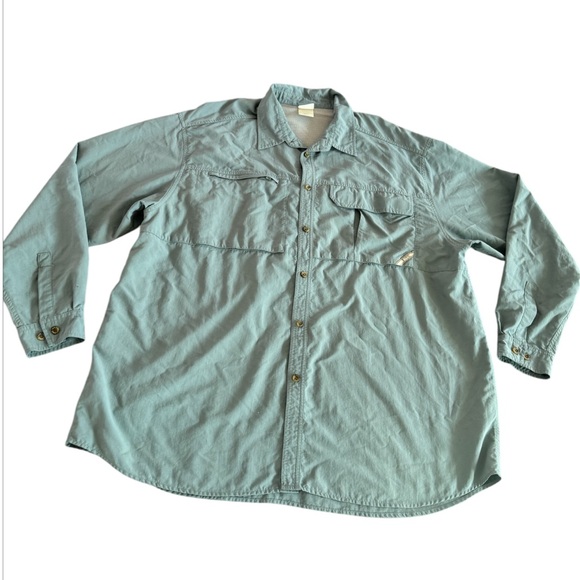 REI | Shirts | Rei Mens Fishing Shirt Green Vented Back Yoke Long ...